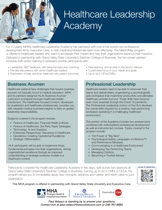 Healthcare Leadership Academy - MHA | Michigan Health & Hospital ...
